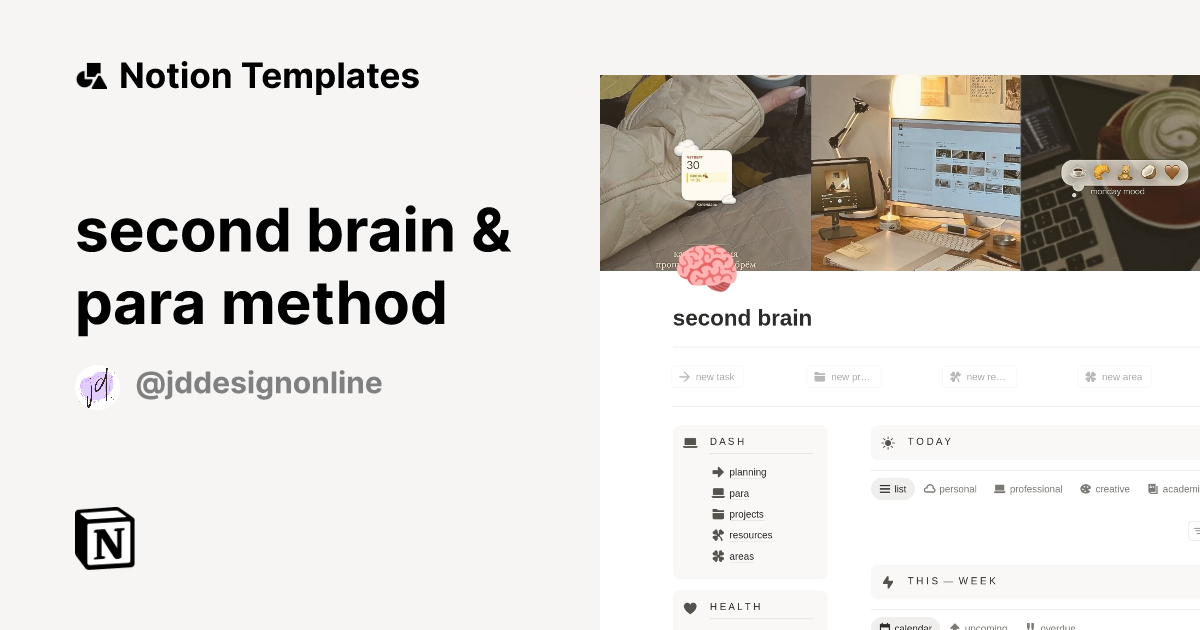 second brain & para method Template by jess | jddesignonline | Notion ...