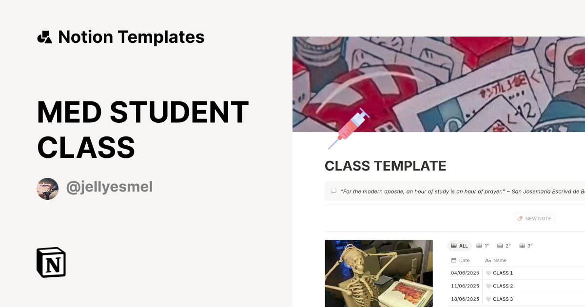 MED STUDENT CLASS Template | Notion Marketplace
