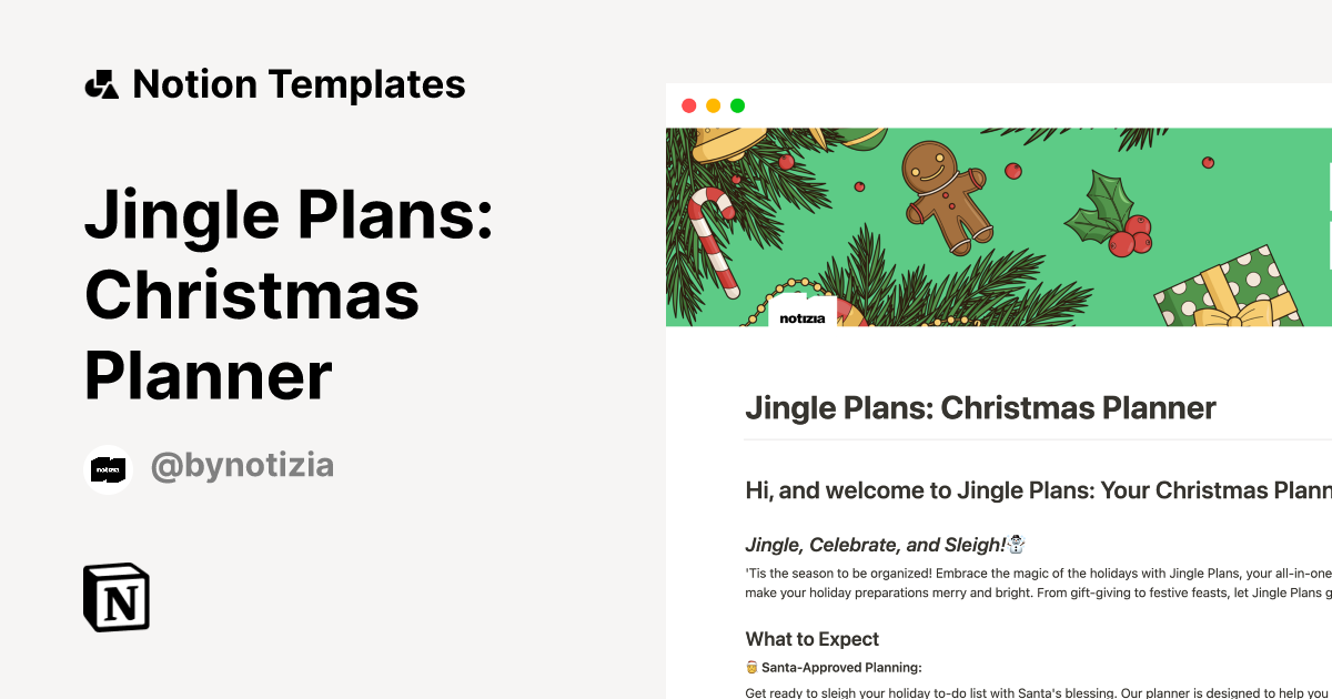Jingle Plans: Christmas Planner Template by Notizia | Notion Marketplace