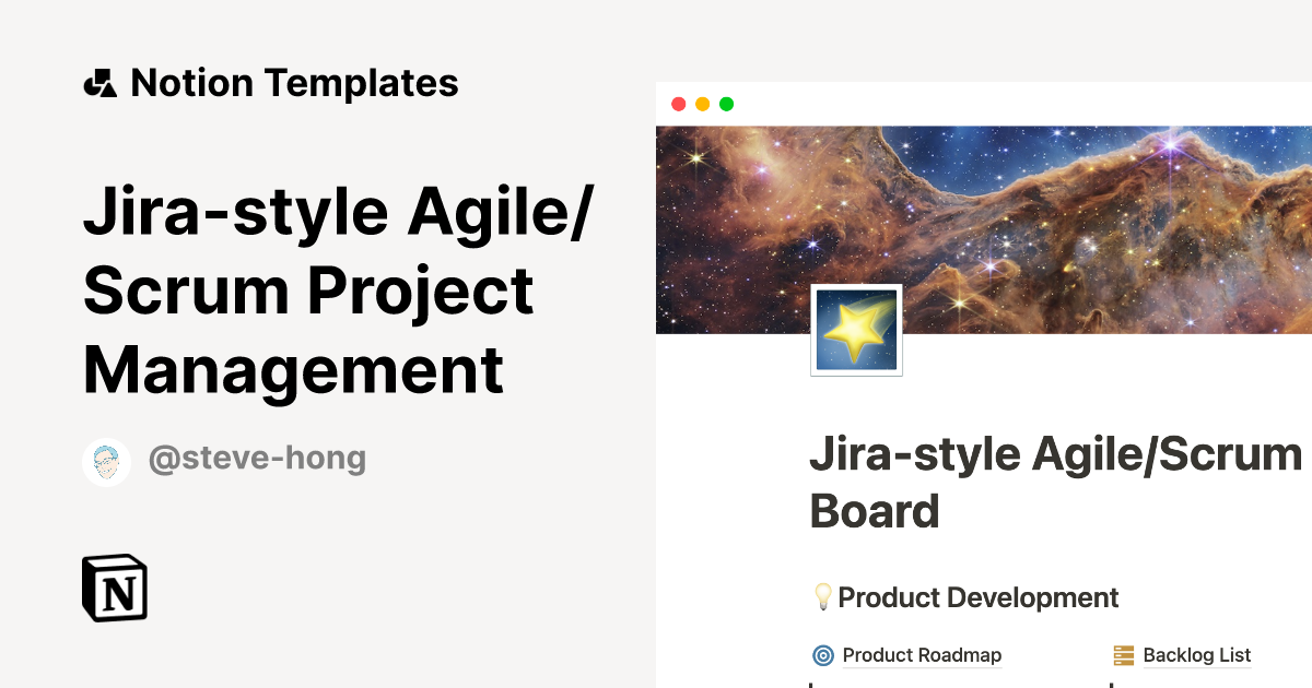 Jira-style Agile/Scrum Project Management Template by Steve Hong ...