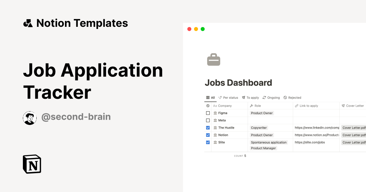 Job Application Tracker Template | Notion Marketplace
