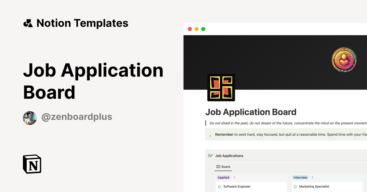Job Application Board Template | Notion Marketplace