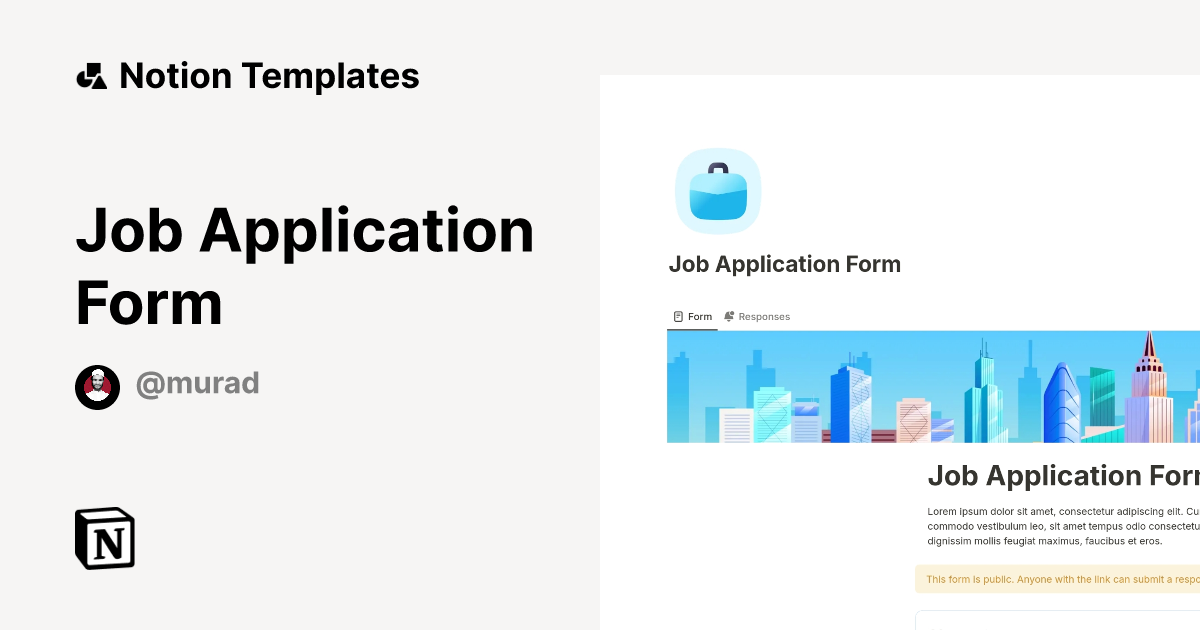 Job Application Form Template by Murad | Notion Marketplace
