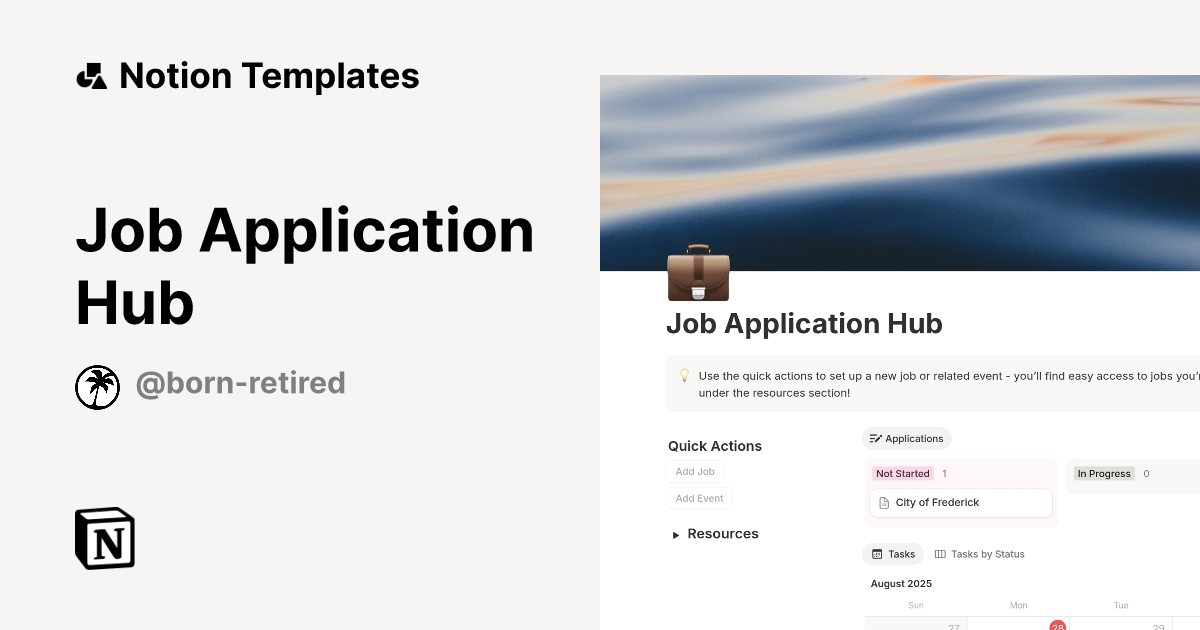 Job Application Hub Template by Born Retired | Notion Marketplace