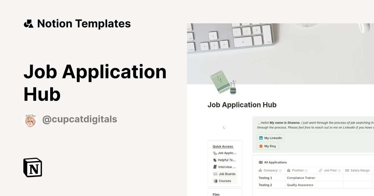 Job Application Hub Template | Notion Marketplace