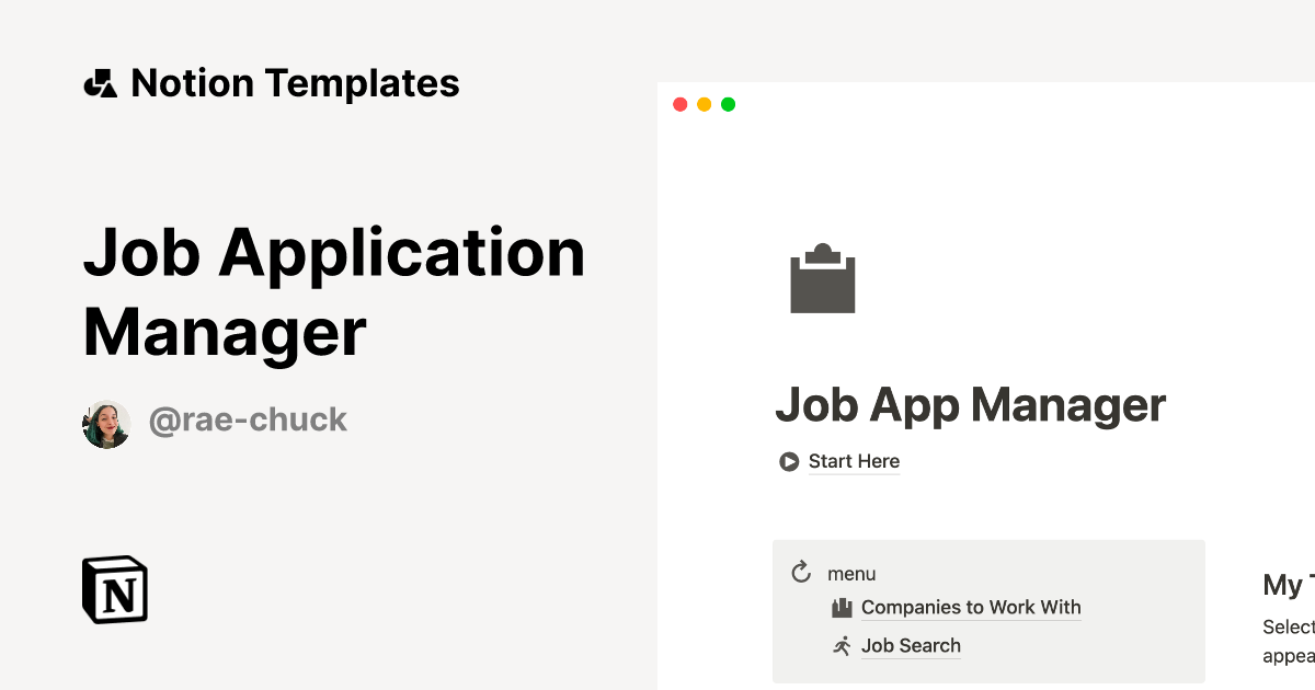 Job Application Manager Template by Rae Chuck | Notion Marketplace