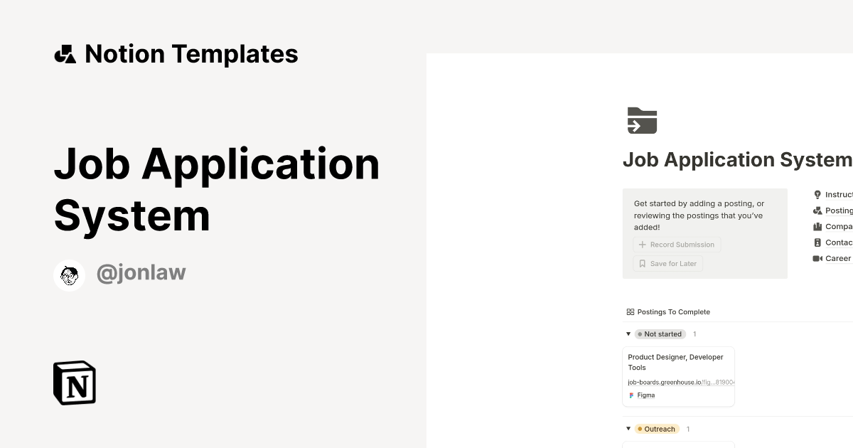 Job Application System Template | Notion Marketplace