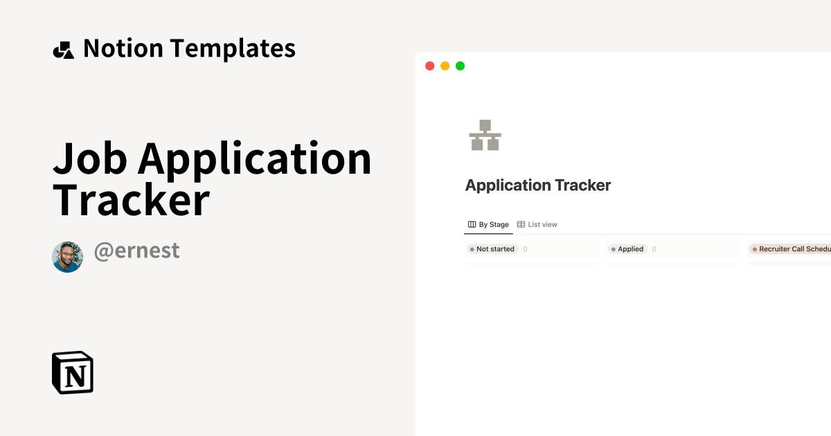 Job Application Tracker Template by Ernest Ojeh | Notion Marketplace