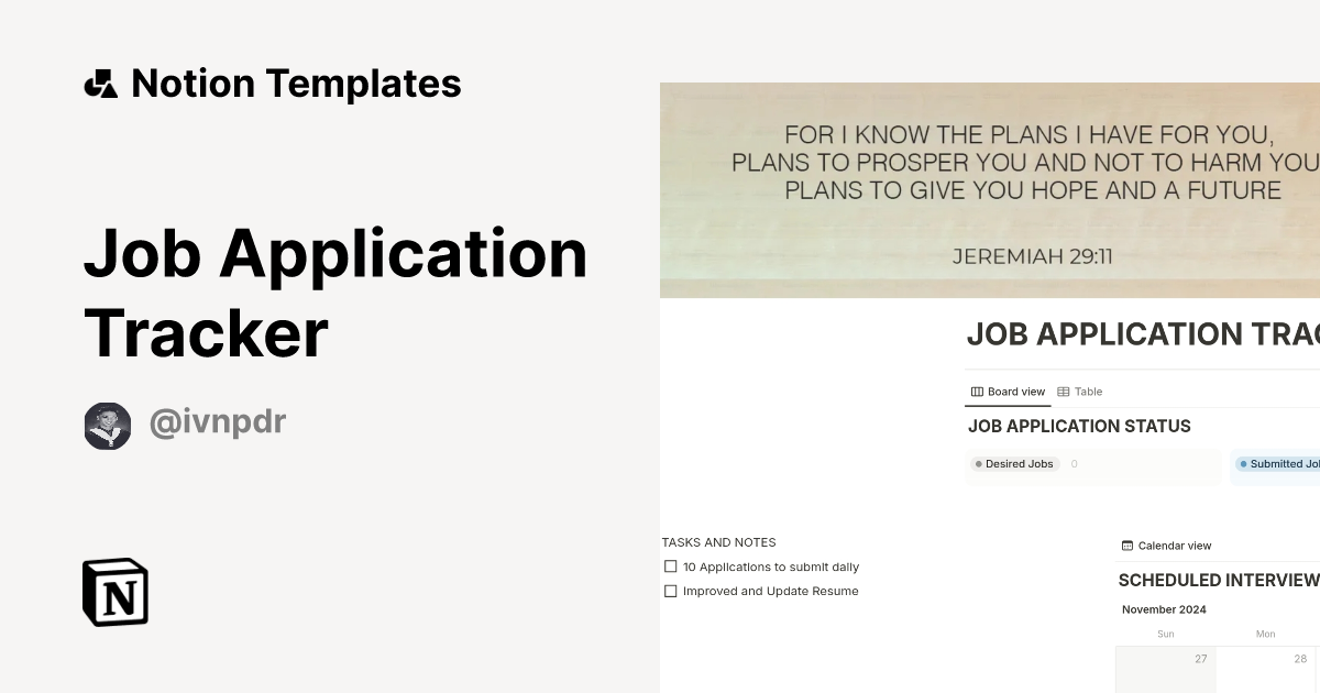 Job Application Tracker Template | Notion Marketplace