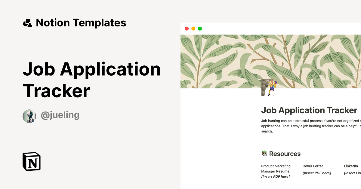 Job Application Tracker Template by Jueling [Joy] | Notion Marketplace