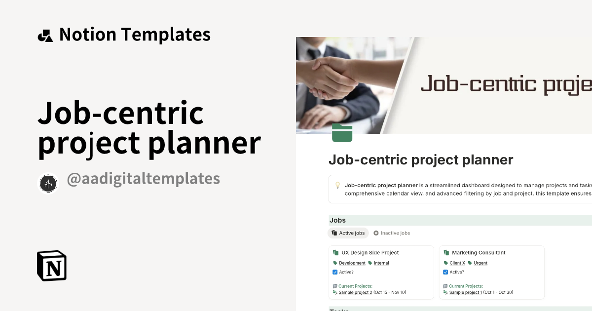 Job-centric project planner Template | Notion Marketplace