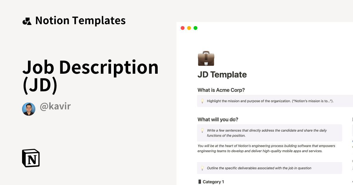 Job Description (JD) Template | Notion Marketplace