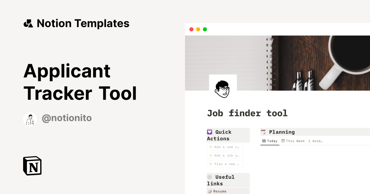 Applicant Tracker Tool Template by Notionito | Notion Marketplace