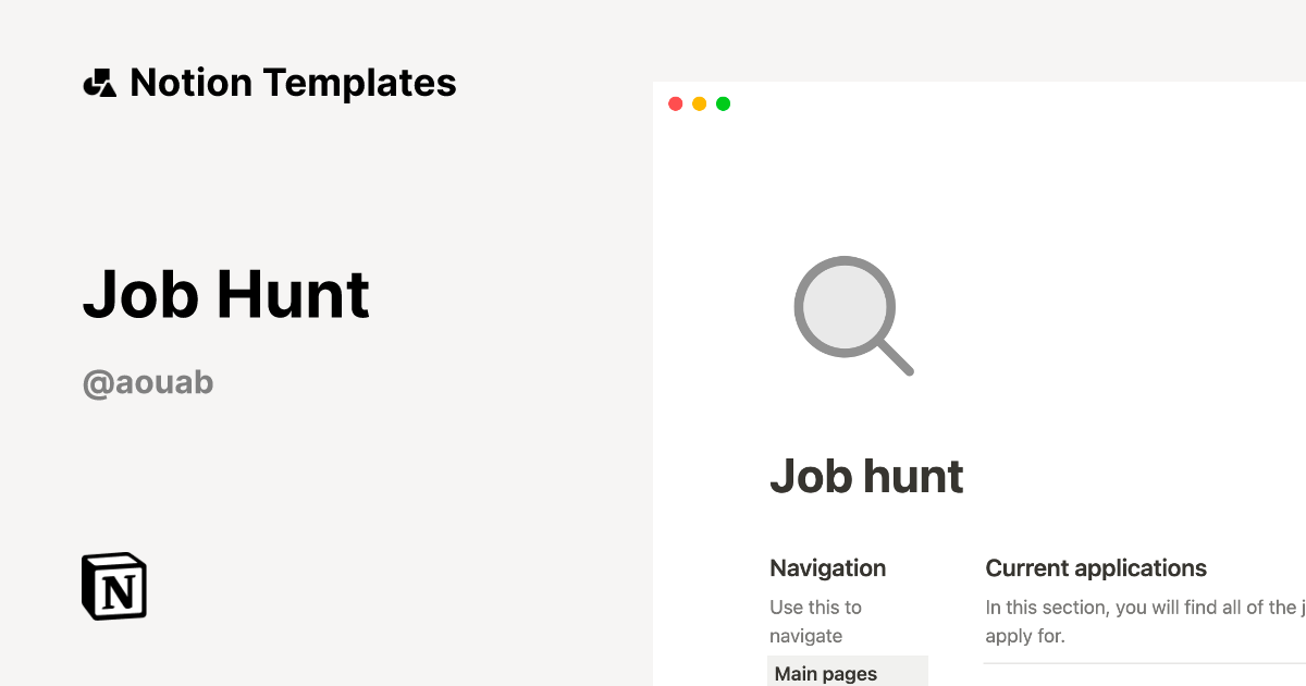 Job Hunt Template | Notion Marketplace