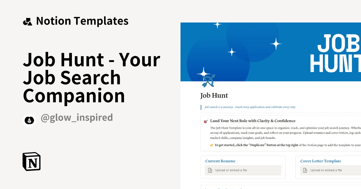 Job Hunt - Your Job Search Companion Template | Notion Marketplace