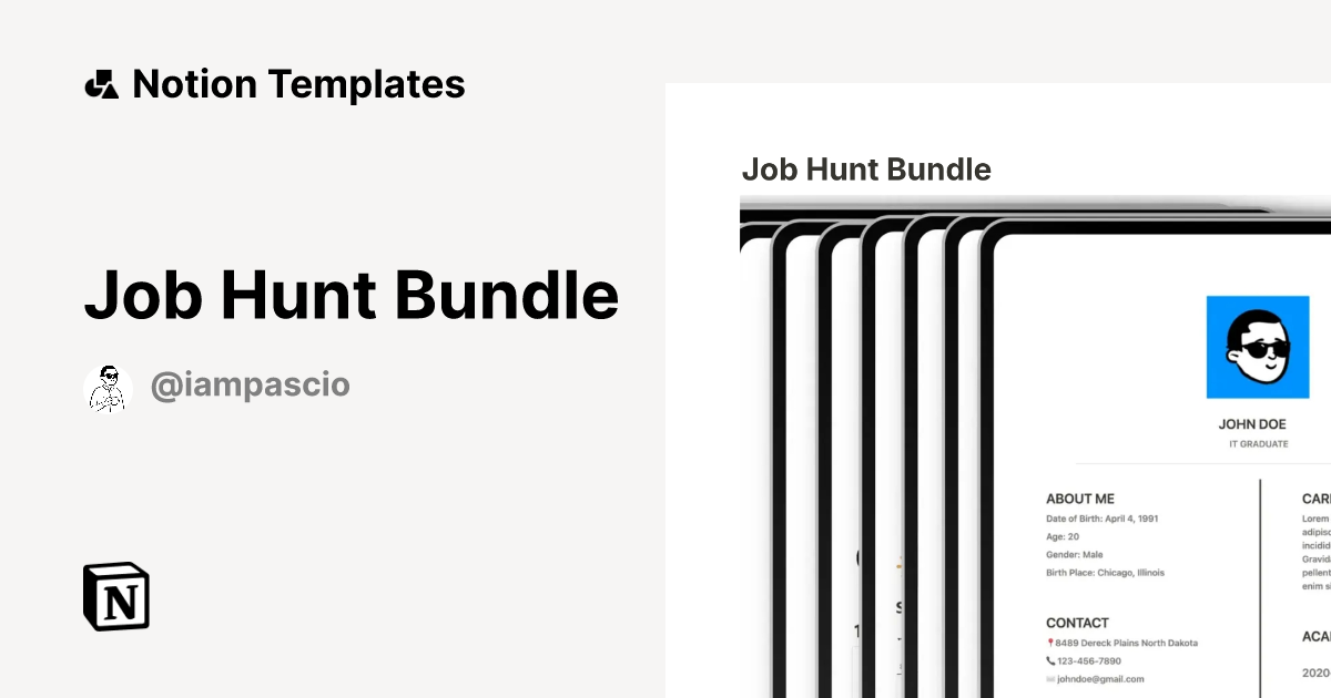 Job Hunt Bundle Template | Notion Marketplace