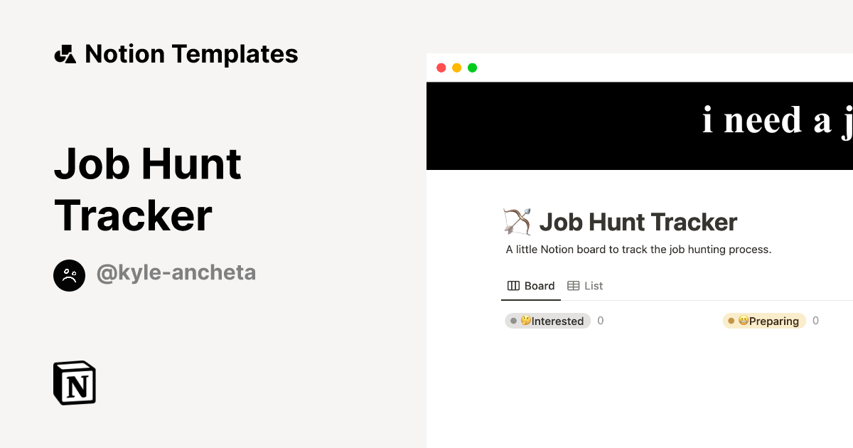 Job Hunt Tracker Template | Notion Marketplace