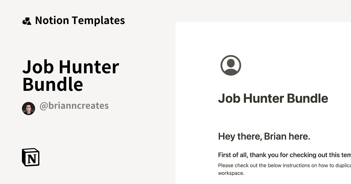 Job Hunter Bundle Template by Brian N | Notion Marketplace