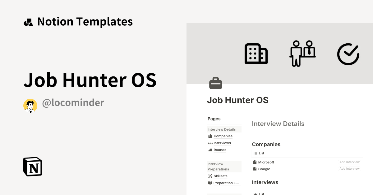 Job Hunter OS Template by Locominder | Notion Marketplace
