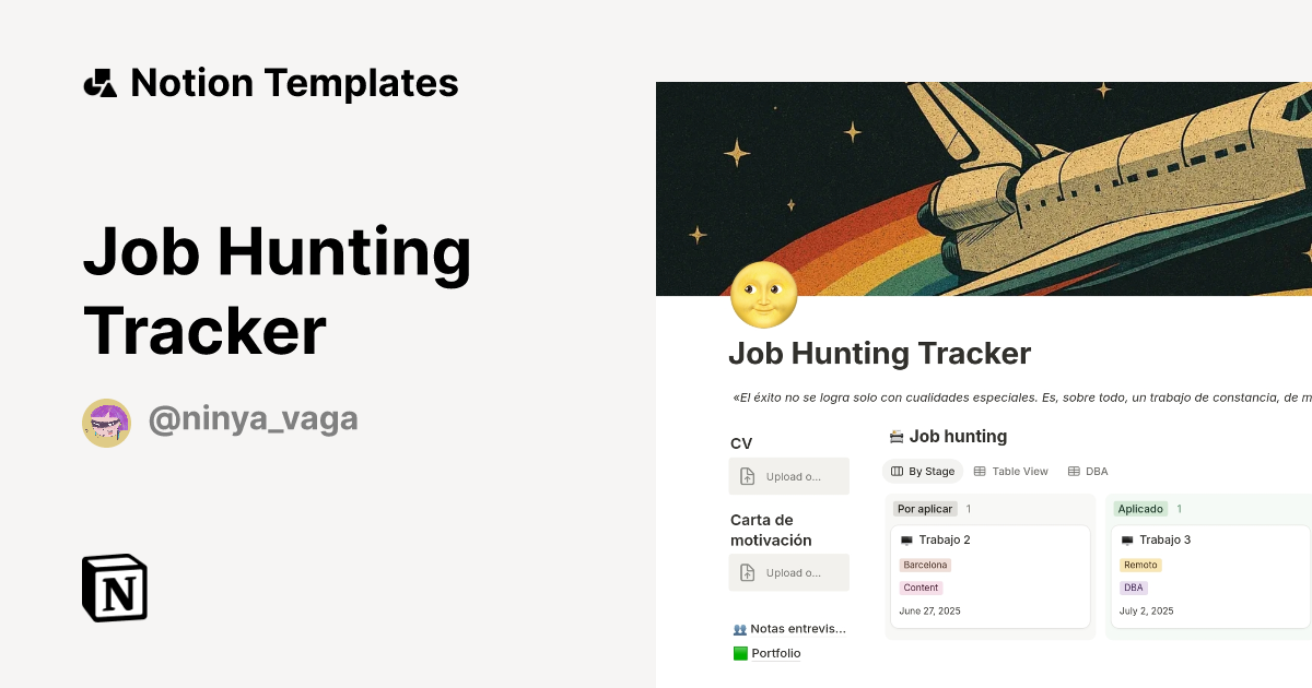 Job Hunting Tracker Template | Notion Marketplace