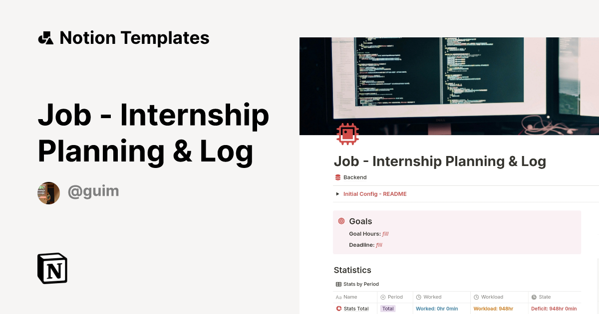 Job - Internship Planning & Log Template | Notion Marketplace