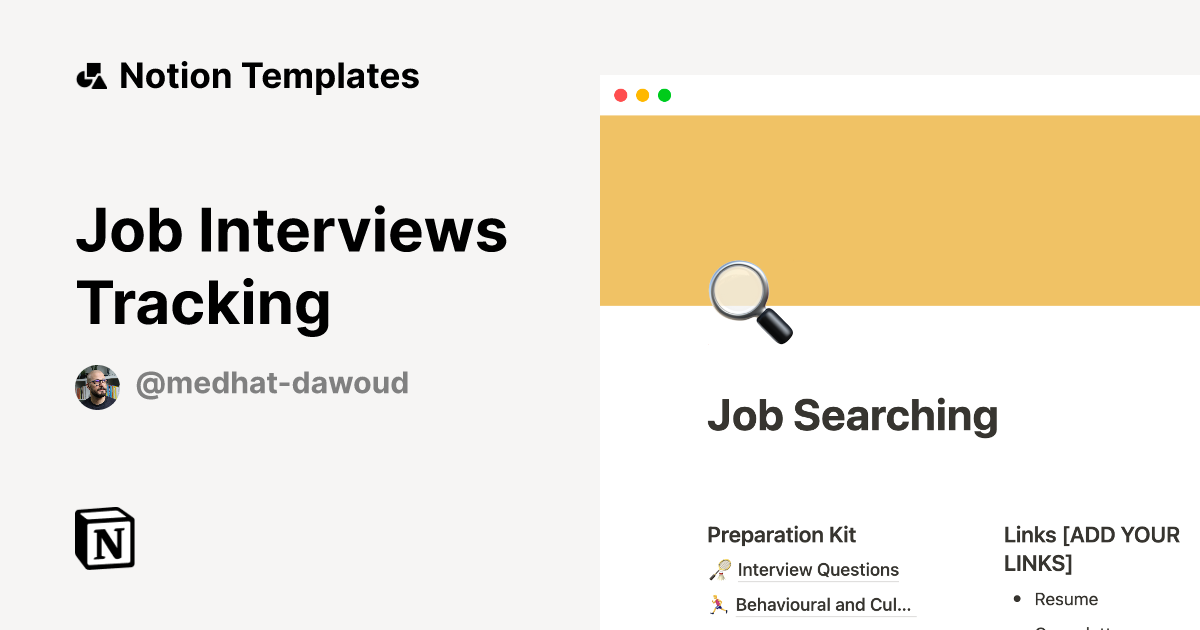 Job Interviews Tracking Template | Notion Marketplace