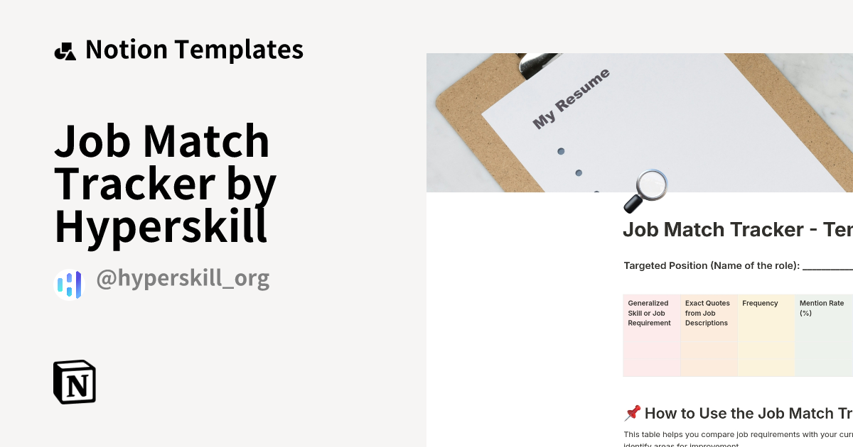 Job Match Tracker by Hyperskill Template | Notion Marketplace