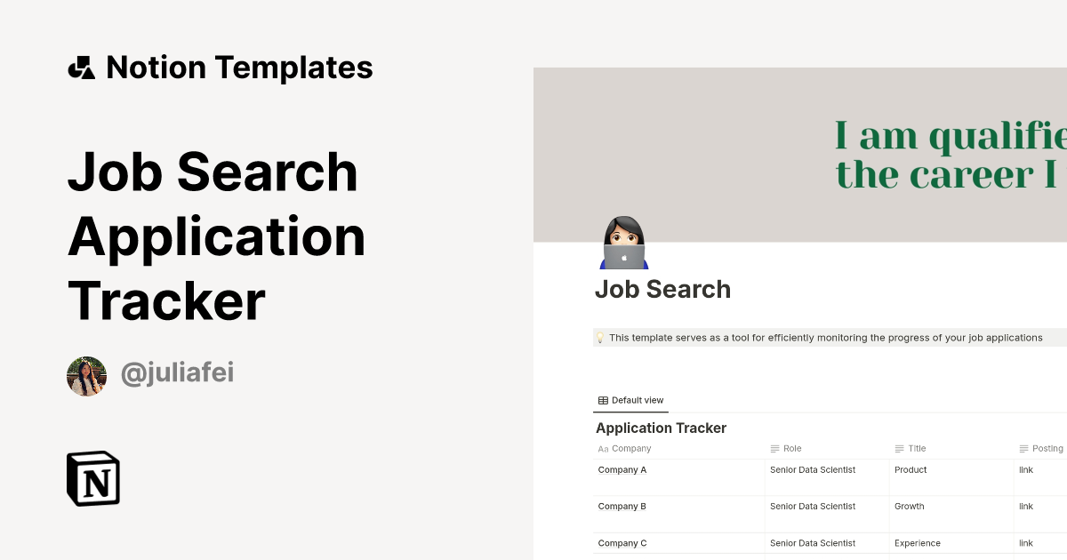Job Search Application Tracker Template | Notion Marketplace