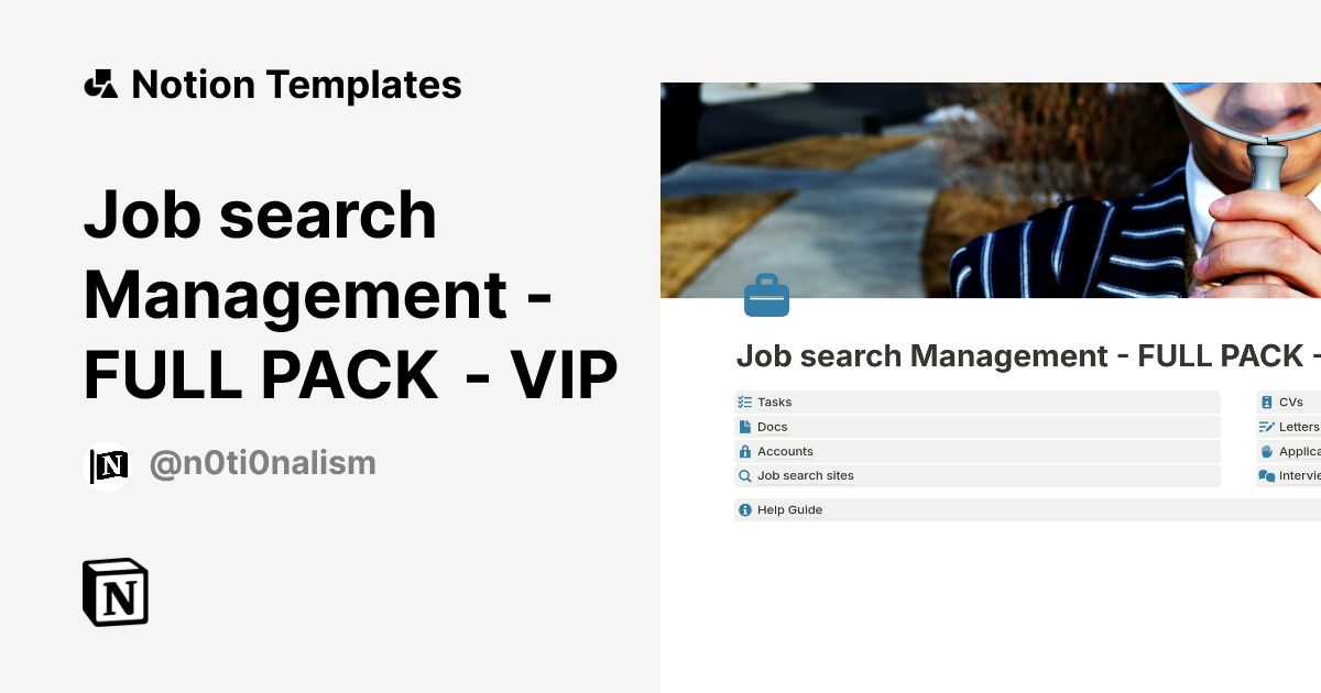 Job search Management - FULL PACK - VIP Template by N0TI0NALISM ...
