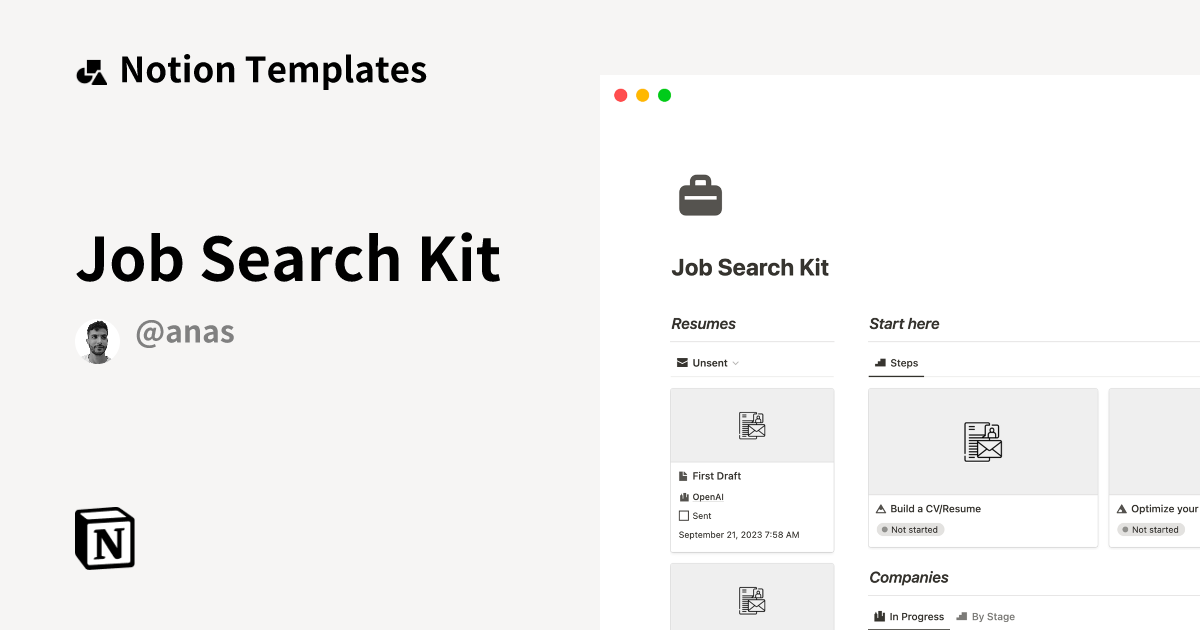 Job Search Kit Template | Notion Marketplace