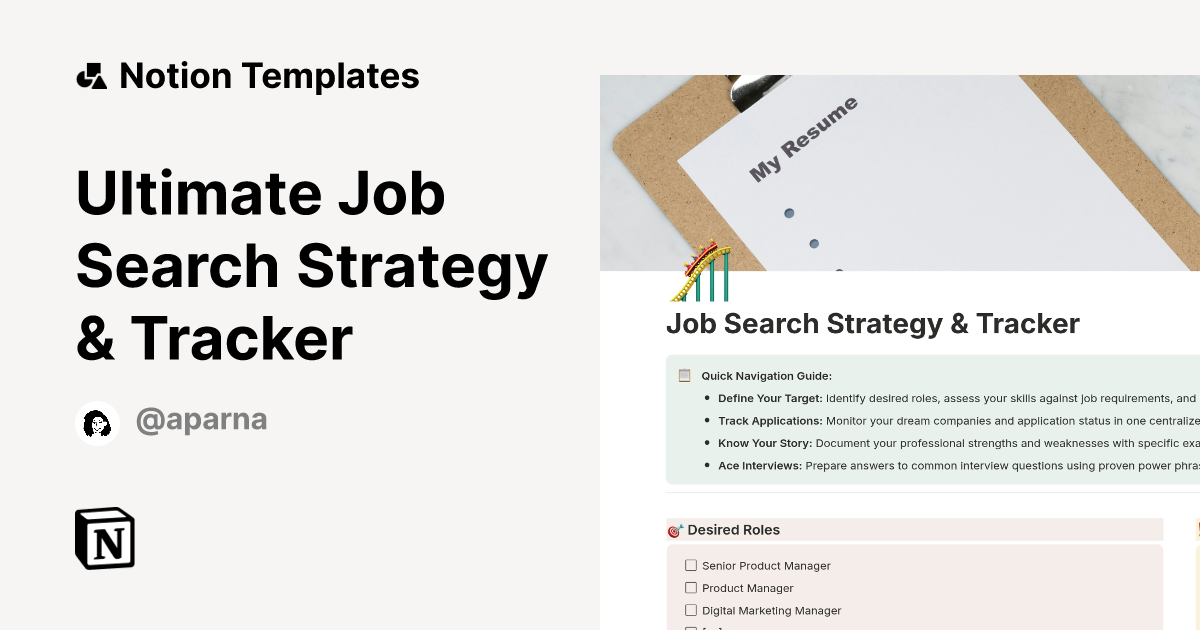 Ultimate Job Search Strategy & Tracker Template | Notion Marketplace