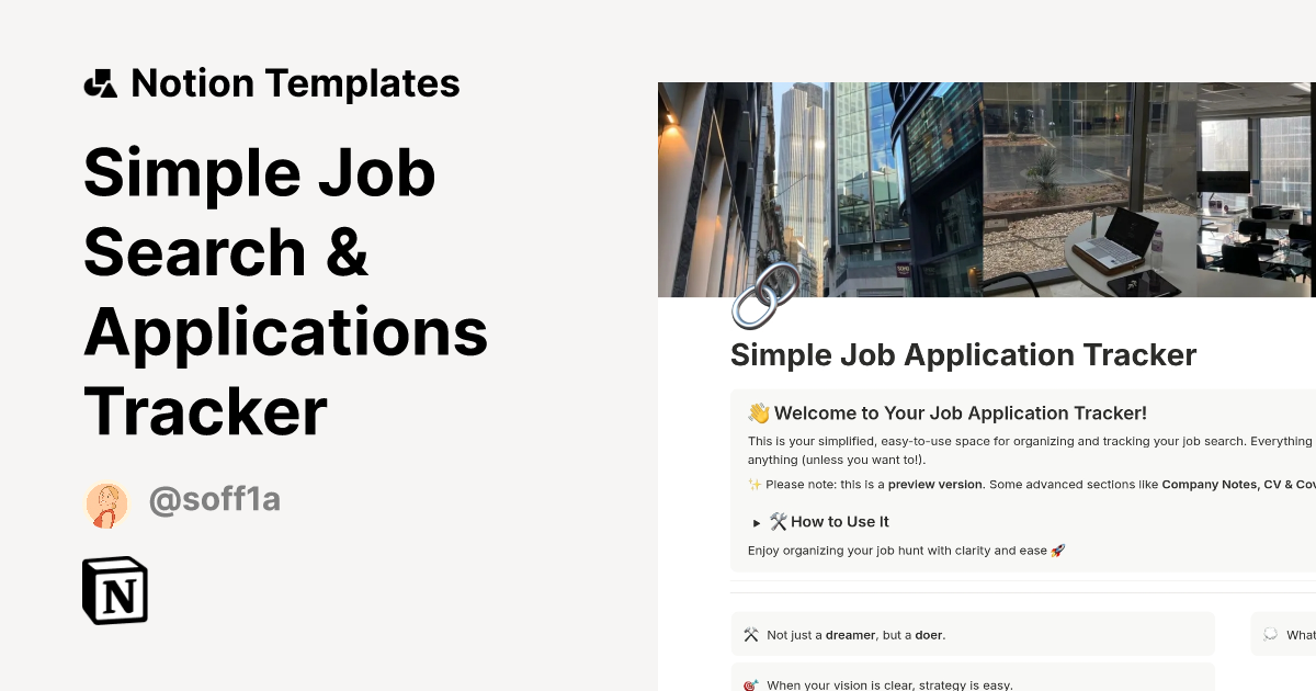 Simple Job Search & Applications Tracker Template by sof(t) space ...