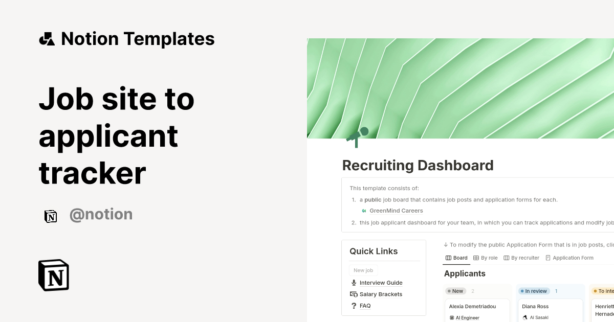 Job site to applicant tracker 2025 Template | Notion Marketplace