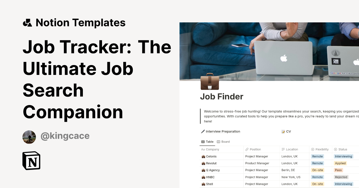 Job Tracker: The Ultimate Job Search Companion Template | Notion ...