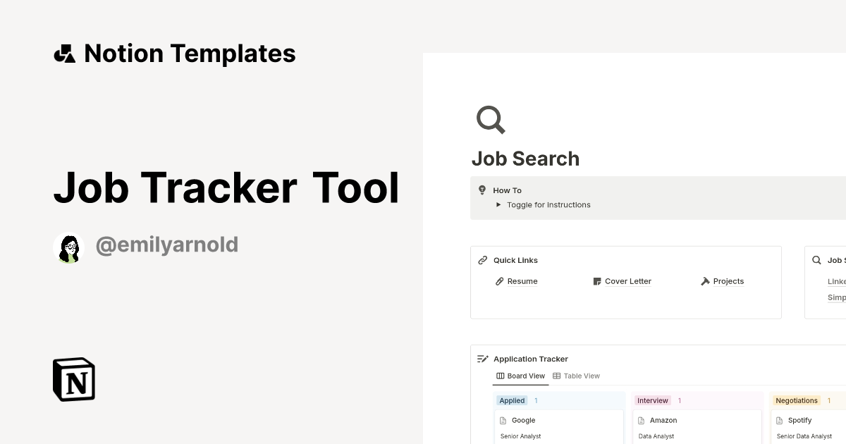 Job Tracker Tool Template | Notion Marketplace Job Tracker Tool Template | Notion Marketplace