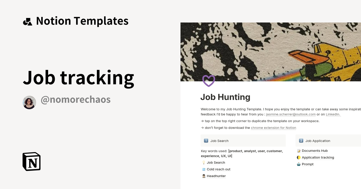 Job tracking Template | Notion Marketplace