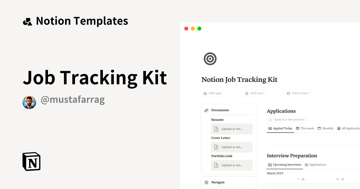Job Tracking Kit Template | Notion Marketplace