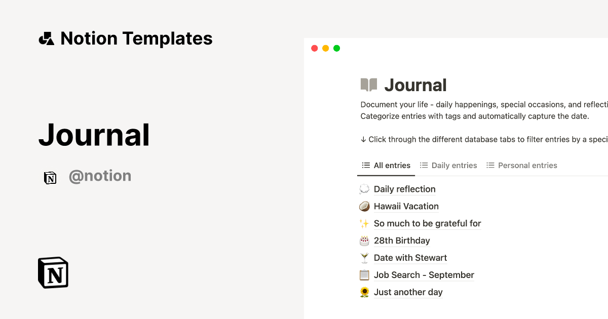 Journal Template by Notion | Notion Marketplace