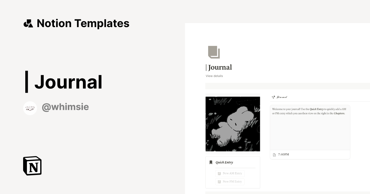 | Journal Template by 𝔀𝓱𝓲𝓶𝓼𝓲𝓮 | Notion Marketplace