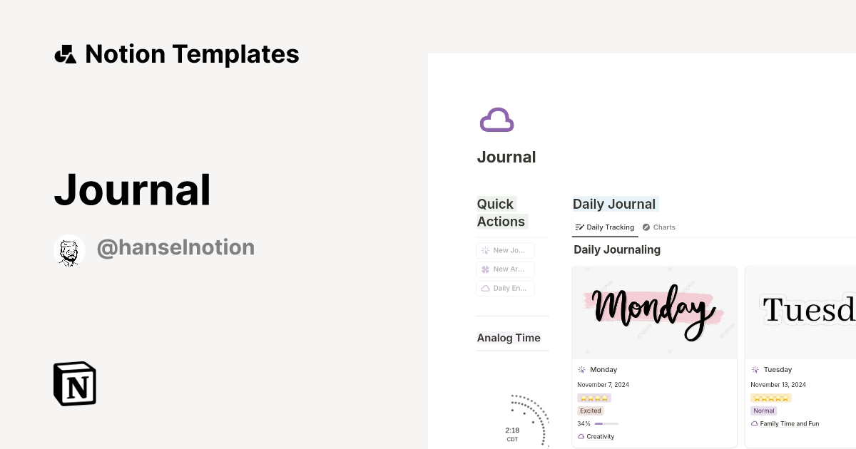 Journal Template | Notion Marketplace