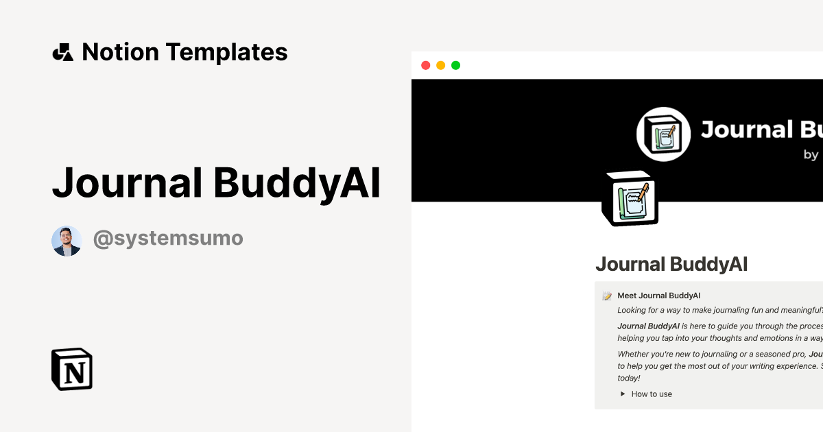 Journal BuddyAI Template by SystemSumo | Notion Marketplace