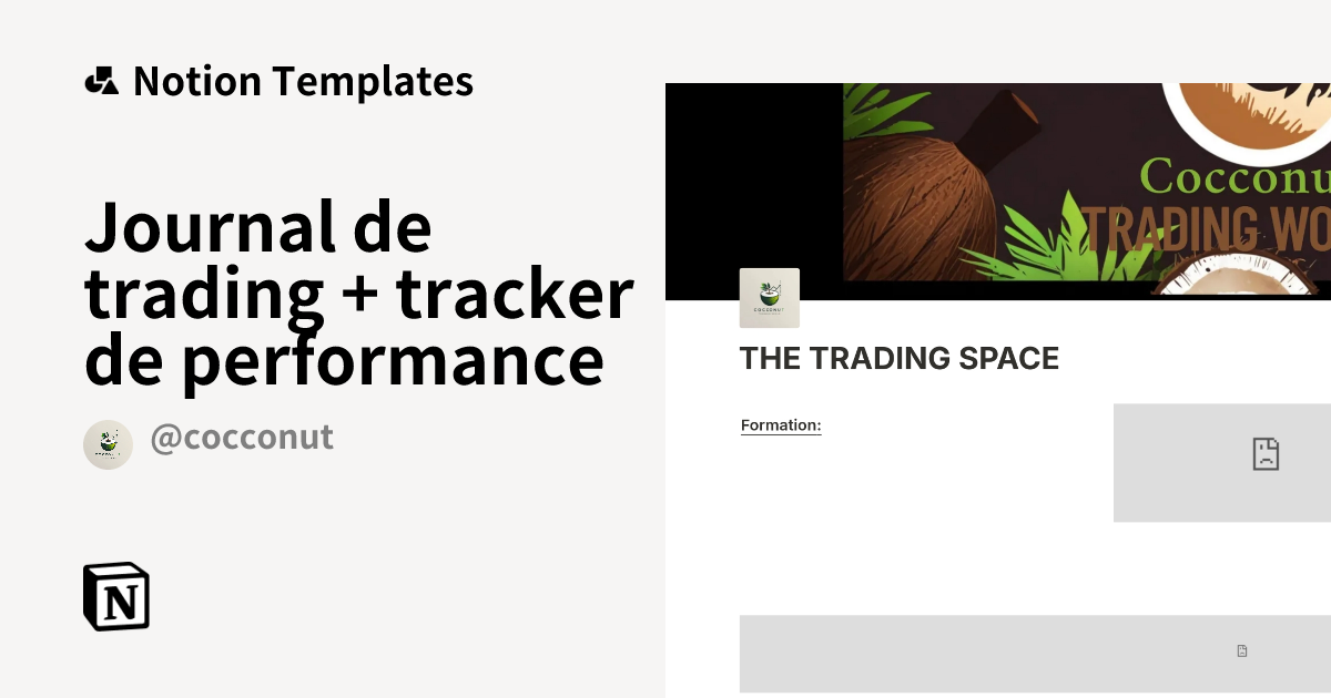 Journal de trading + tracker de performance Template by Cocconut ...