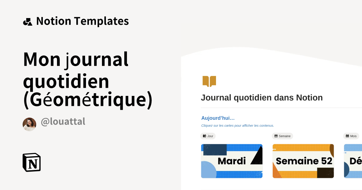 Mon journal quotidien (Géométrique) Template by Lou Attal Studio ...