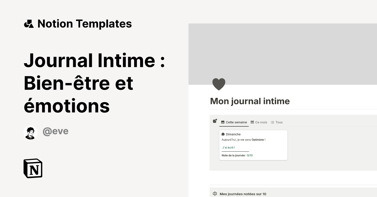 Journal Intime : Bien-être et émotions Template | Notion Marketplace