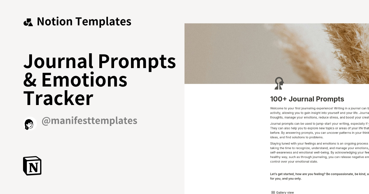 Journal Prompts & Emotions Tracker Template by Manifest Templates ...