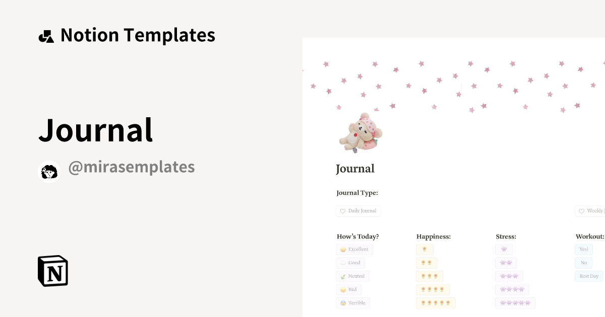 Journal Template by Mira's Templates | Notion Marketplace