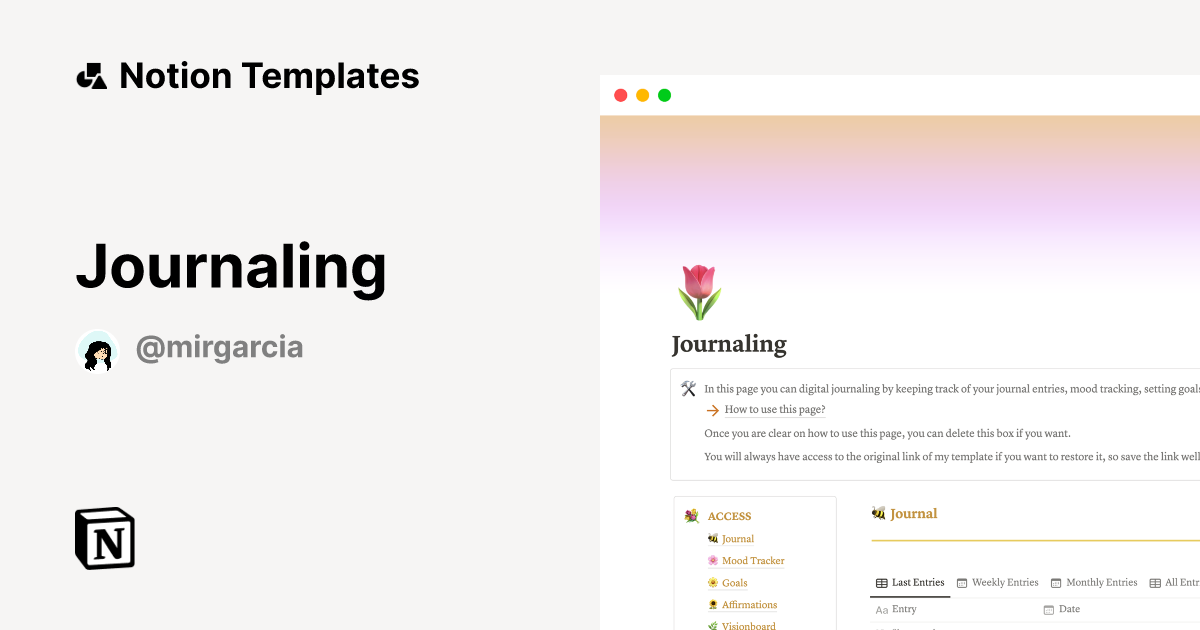 Journaling Template | Notion Marketplace