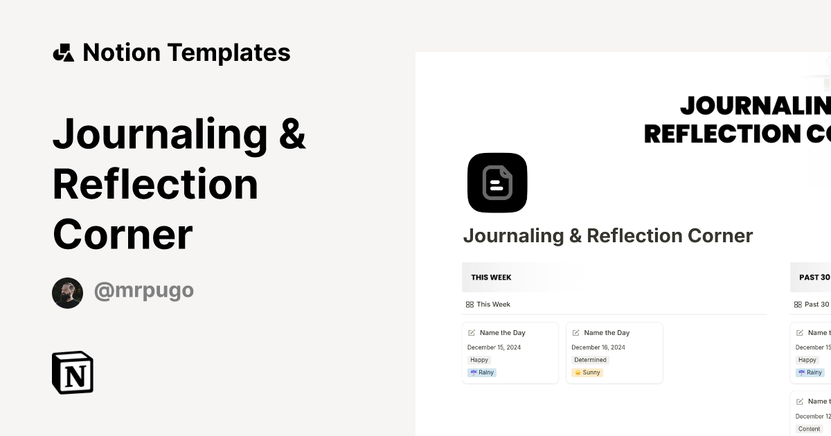 Journaling & Reflection Corner Template | Notion Marketplace