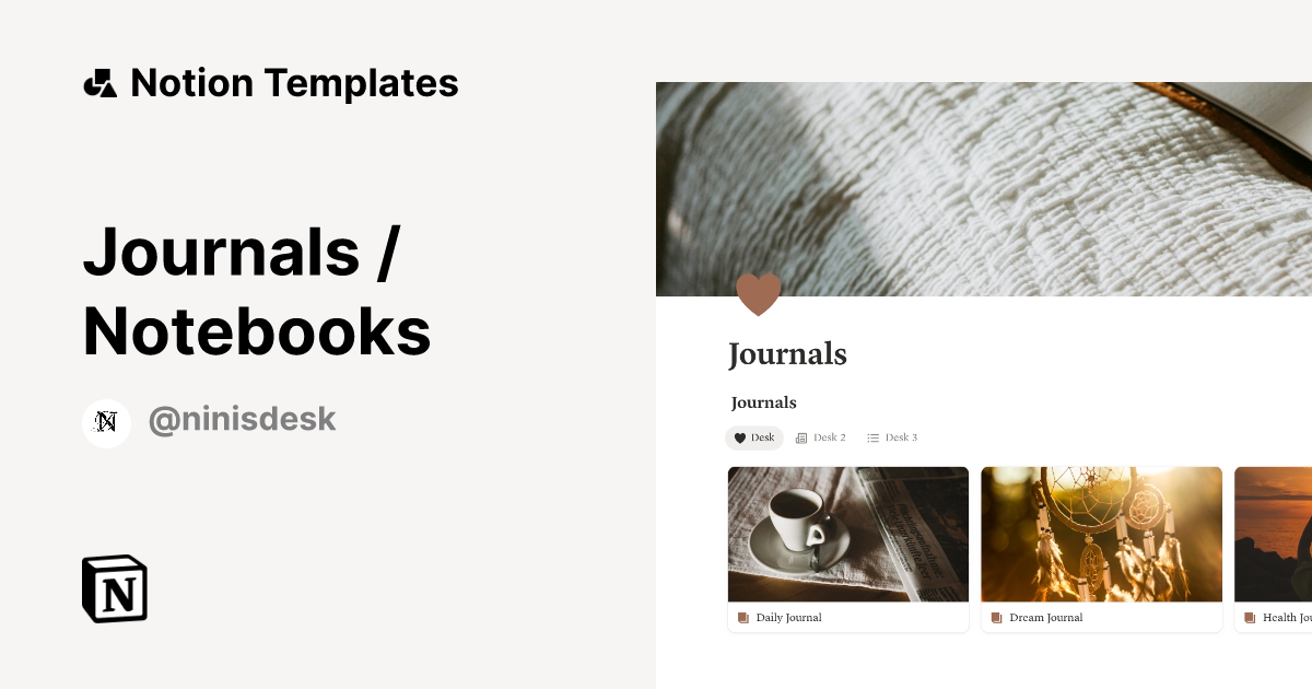 Journals / Notebooks Template by Nini's Desk | Notion Marketplace