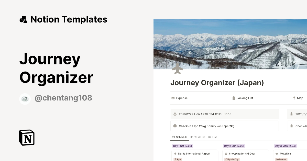 Journey Organizer Template | Notion Marketplace